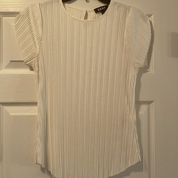Dkny | Tops | Like New Dkny Cream Short Sleeve Blouse Size Xs | Poshmark